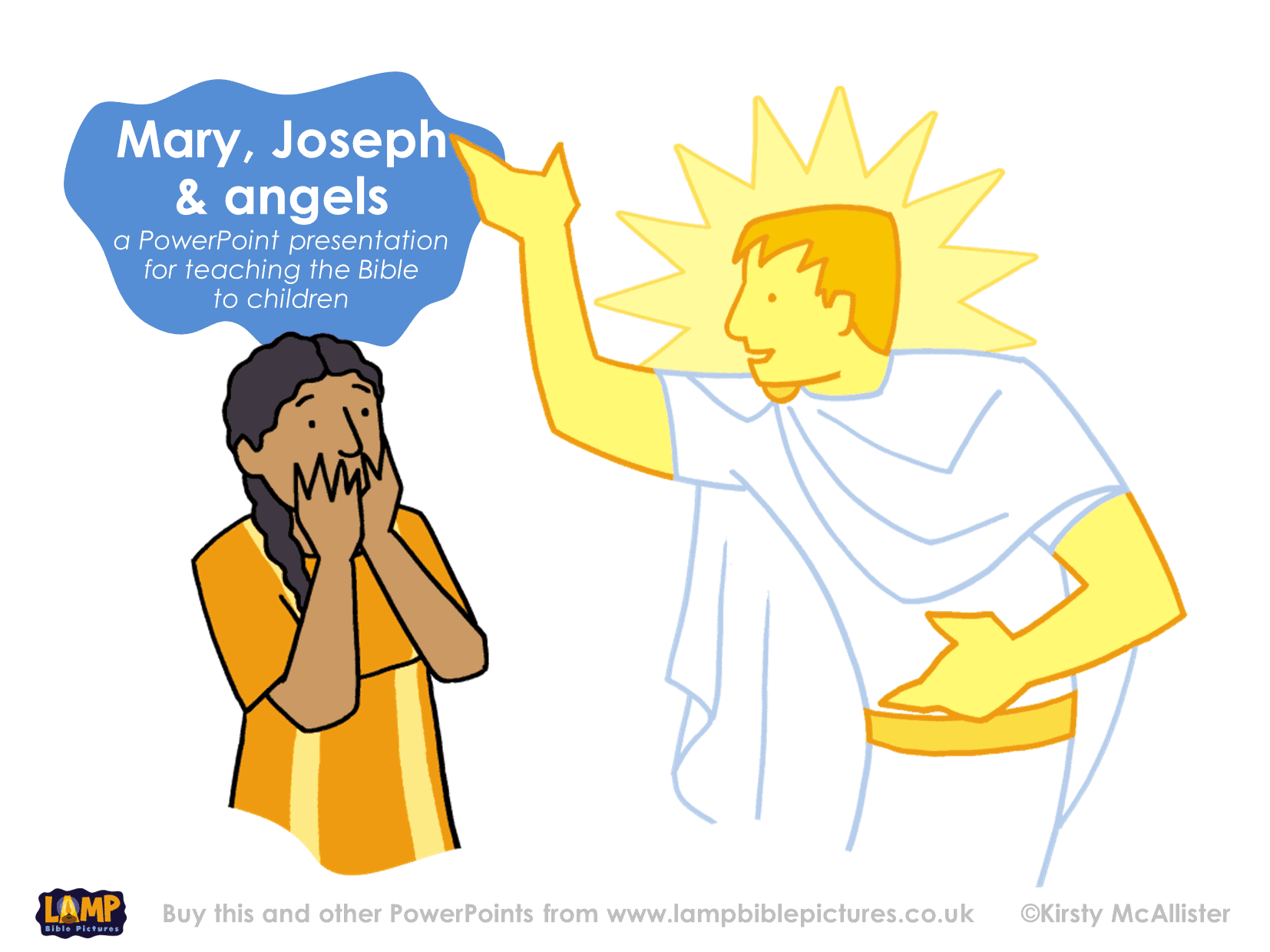 Mary, Joseph & angels - Lamp Bible Pictures